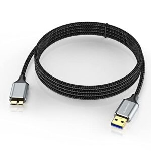 CLAVOOP External Hard Drive Cable Cord, USB Micro B Cable 5 Gbps High-Speed Braided USB A to Micro B Hard Drive Wire Male to Male Compatible with MacBook Air Pro Galaxy S5 Note3 Hard Drive - 3 Feet