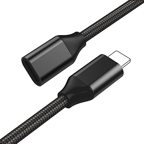 EMATETEK Braided Extender Cable Male to Female Pass Audio Video Picture Data and Power Charge. 1PCS 3.3Feet Extension Cord Connector Made of Black Aluminum & Braided.