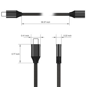 EMATETEK Braided Extender Cable Male to Female Pass Audio Video Picture Data and Power Charge. 1PCS 3.3Feet Extension Cord Connector Made of Black Aluminum & Braided.