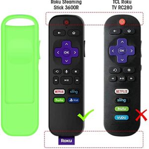 4 Pack Protective Case for TCL Roku TV Steaming Stick 3600R/3800/3900 Remote,Silicone Cover Roku Voice/Express/Premiere Remote Controller Skin,Replacement Sleeve-Glow Green,Glow Blue,Red,Blue