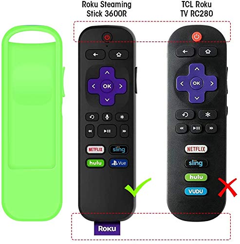 4 Pack Protective Case for TCL Roku TV Steaming Stick 3600R/3800/3900 Remote,Silicone Cover Roku Voice/Express/Premiere Remote Controller Skin,Replacement Sleeve-Glow Green,Glow Blue,Red,Blue