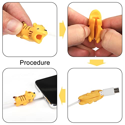 JASREE 25Pcs Cute Cable Protector Animals, USB Charger Cord Protector Animal Bite Charging Cable Savers for Most Cellphone and Tablet