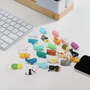 JASREE 25Pcs Cute Cable Protector Animals, USB Charger Cord Protector Animal Bite Charging Cable Savers for Most Cellphone and Tablet