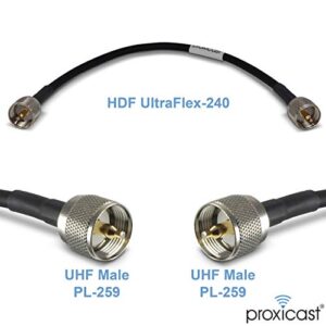 Proxicast 1 ft Ultra Flexible PL259 Male - PL259 Male Low Loss 50 Ohm Coax Cable Jumper Assembly for CB/UHF/VHF/Shortwave/HAM/Amateur Radio Equipment and Antennas (ANT-141-033-01)