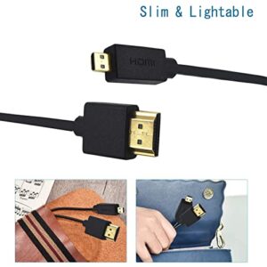 Duttek Micro HDMI to HDMI Cable, HDMI to Micro HDMI Cable, Extreme Slim Micro HDMI Male to HDMI Male Cable Support 1080P, 4K, 3D for GoPro Hero 8/7 Black,Sony A6500/A7,Canon Camera,etc(30cm/1feet)