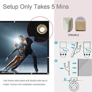 120 Inch Projector Screen, TORABOW Movie Projector Screen 16:9 Foldable and Portable Anti-Crease Indoor Outdoor Projection Double Sided Video Projector Screen for Party, Home, Office, Classroom