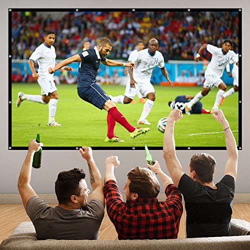 120 Inch Projector Screen, TORABOW Movie Projector Screen 16:9 Foldable and Portable Anti-Crease Indoor Outdoor Projection Double Sided Video Projector Screen for Party, Home, Office, Classroom