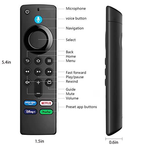 Replacement Voice Remote Control 3rd Gen Fit for Amazon Fire TV Stick (4K, Lite), Fire TV Stick (2nd,3rd Gen), Fire TV Cube (1st, 2nd Gen), Fire TV (3rd Gen)