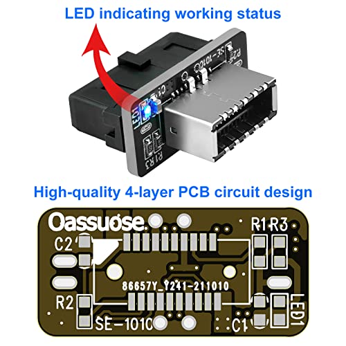 Oassuose USB 3.1 Front Panel Adapter,Internal Vertical USB 3.0-IDC 20 Pin/19Pin to Type E Key-A 20 Pin Header Adapter for Type C Panel Mount Adapter