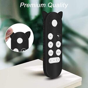 Silicone Protective Case Holder Compatible for Google Chromecast Remote Control,[Full Protection ] Cute Cat Shape Shock Absorption Bumper Google Voice Remote Back Covers Case Protector Skin-Black