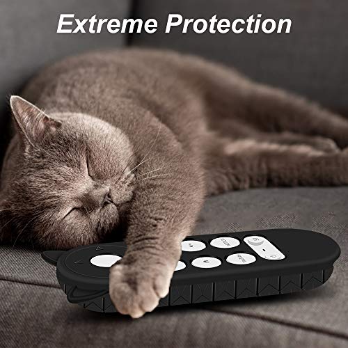 Silicone Protective Case Holder Compatible for Google Chromecast Remote Control,[Full Protection ] Cute Cat Shape Shock Absorption Bumper Google Voice Remote Back Covers Case Protector Skin-Black