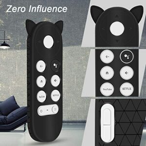 Silicone Protective Case Holder Compatible for Google Chromecast Remote Control,[Full Protection ] Cute Cat Shape Shock Absorption Bumper Google Voice Remote Back Covers Case Protector Skin-Black