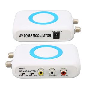 RCA to RF Modulator, Composite AV to Coax Coaxial VHF Demodulator Converter for CATV System, RF Coaxial Converter Supports for NTSC TV Format Output