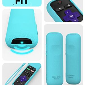 Roku Silicone Cover for Roku Voice Remote/Express 4K+/RCA1R(2022)/RCAL7R Remote Shockproof Protective Case for Roku Streaming Stick TC2-RCB7 Voice Remote Anti-Lost with Remote Loop(Glow Blue)