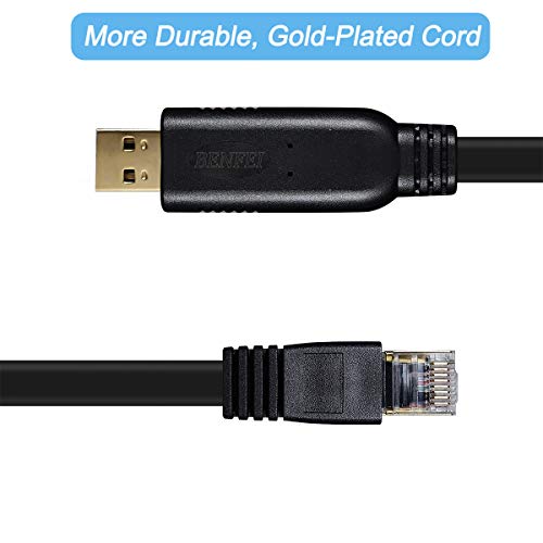 USB Console Cable, BENFEI 6 ft USB to RJ45 Cable Essential Accesory Compatible with Cisco, NETGEAR, Ubiquity, LINKSYS, TP-Link Routers/Switches for Laptops in Windows, Mac, Linux - FTDI Chip