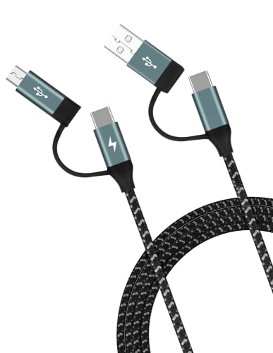 MOMAX Multi USB C Fast Charging Cable, 4 in 1 USB C/USB A to USB C/Micro USB PD 60W Nylon Braided Multiple USB Cable Charge Adapter Connector for All Android, Data Transfer, QC Fast Charging (Grey)