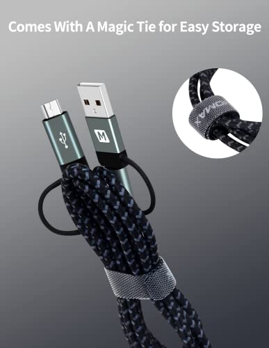 MOMAX Multi USB C Fast Charging Cable, 4 in 1 USB C/USB A to USB C/Micro USB PD 60W Nylon Braided Multiple USB Cable Charge Adapter Connector for All Android, Data Transfer, QC Fast Charging (Grey)