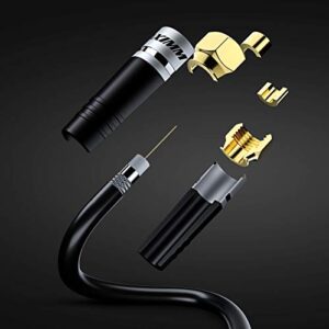 Coaxial Cable 2 ft Triple Shield - RG6 Coax Cable, TV Cable for Digital TV Aerial, Satellite Cable - Cable Cord Cable Wire- with Gold Plated F Connectors - Black, 2 Feet, 2 Pack