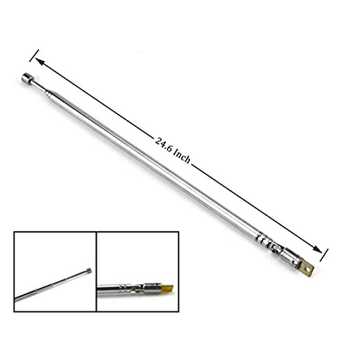 URBEST® 62.5cm 4 Sections Stainless Steel AM FM Telescopic Radio Antenna Pole Replacement