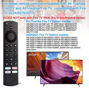 Universal IR Remote Control Compatible with All Toshiba Fire TV, All Insignia Fire TV CT-RC1US-21 CT-RC1US-19 NS-RCFNA-21, Fire TV 2014/2015/2017 (NOT Work with Fire TV Stick/Fire TV Box/Firestick)