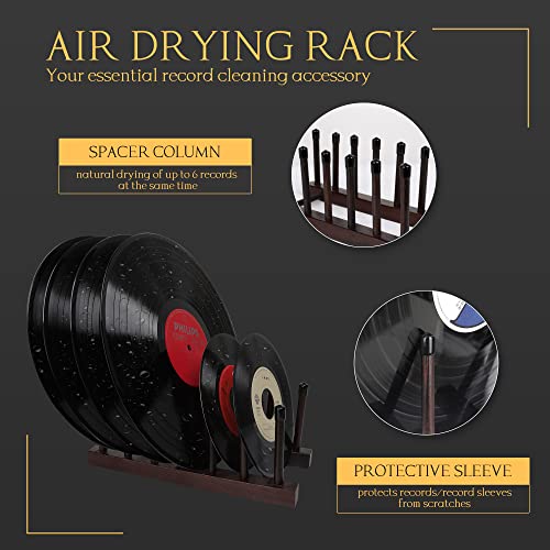 NUSWOR Vinyl Record Cleaning Supporting Drying Rack, CD and Album Display/Storage Holder, Wenge Wood Stand That can Stack up 36 Discs of 7" 10''12", Practical LP Organizer/Turntable Accessories