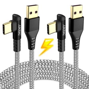 aikrike usb c cable [2-pack, 6.6ft] 3.1a usb type c cable fast charging right angle, durable nylon braided usb c charging cable compatible with note 10 9 8, lg, galaxy s10 s9 s8, type c charger, gold