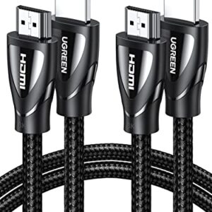 UGREEN 2 Pack 8K HDMI 2.1 Cable, 【2 Pack】 3.3FT 48Gbps High Speed Braided HDMI Cord 8K 60Hz 4K 120Hz eARC HDR HDCP 2.2 2.3 Compatible with PS5 PS4 Xbox UHD Roku TV Blu-ray Projector