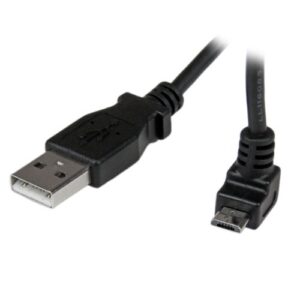 startech.com 1m micro usb cable cord – a to up angle micro b – up angled micro usb cable – 1x usb a (m), 1x usb micro b (m) – black (usbaub1mu)