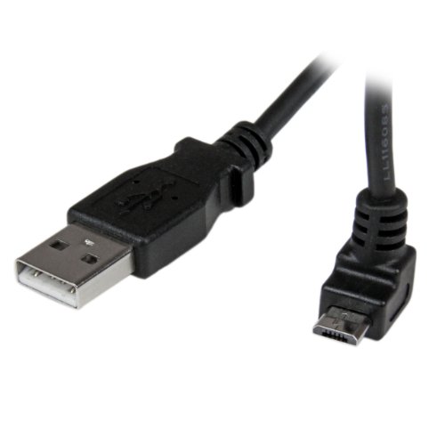 StarTech.com 1m Micro USB Cable Cord - A to Up Angle Micro B - Up Angled Micro USB Cable - 1x USB A (M), 1x USB Micro B (M) - Black (USBAUB1MU)