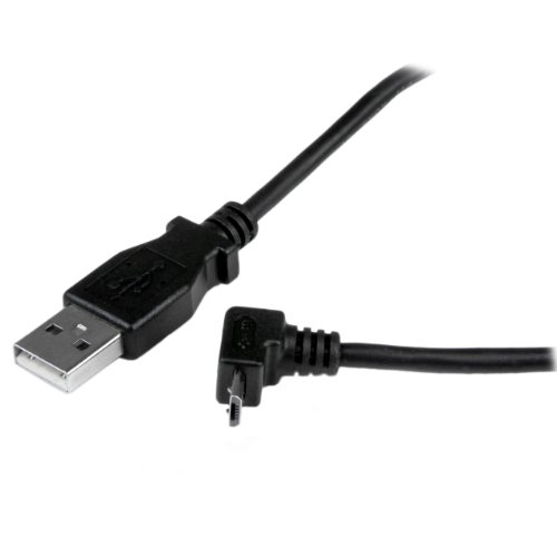 StarTech.com 1m Micro USB Cable Cord - A to Up Angle Micro B - Up Angled Micro USB Cable - 1x USB A (M), 1x USB Micro B (M) - Black (USBAUB1MU)