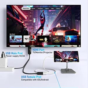 Compatible with iPhone to HDMI/USB C to HDMI/Micro USB to HDMI Cable, 3-in-1 MHL hdmi Phone to TV HDMI Cable, 1080P Mirroring&Charging Cable for All Smartphones Tablets to TV/Projector(3.28FT/1M)