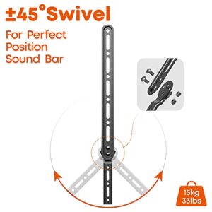 PUTORSEN Sound Bar Mount Bracket for Mounting Above or Under TV, with Adjustable 3 Angled Extension Arm, Fits Most 23 to 65 Inch LCD LED TVs, Max Load to 33 lbs