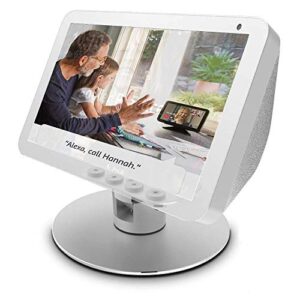 atopkuwar stand for amazon echo show 8, echo show 8 adjustable stand, horizontal 360 rotation longitudinal angle change echo show 8 white my012-02