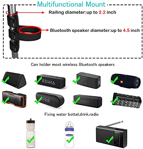 Upgraded Portable Speaker Mount for Golf Cart Railing Bike,TOOVREN Wireless Bluetooth Speakers/Water Bottle Holder Adjustable Strap fit Most Speaker,Golf Cart Accessories Applicable to Rail/Cross bar