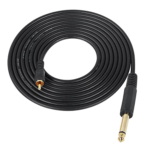 CERRXIAN RCA to 1/4 Inch Audio Cable, Gold Plated 6.35mm TS Mono Male to RCA Male Patch Cord (Black, 3m)