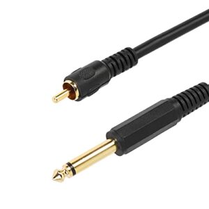 CERRXIAN RCA to 1/4 Inch Audio Cable, Gold Plated 6.35mm TS Mono Male to RCA Male Patch Cord (Black, 3m)