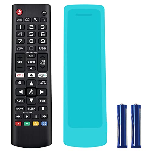 Rnnokate Universal for LG TV Remote Control Replacement for LG Remote Control for Smart TV Compatible All Models LCD LED 3D HDTV Smart TVs AKB75095307(Blue Glowing Silicone Case and 2 AAA Batteries)