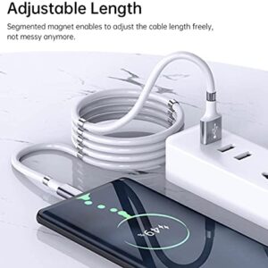 Scalla USB-C Magnetic Charging Cable New Winding Technology Very Organized 3ft Long Fashionable 3A Fast Charging Data Transfer Cord (USB C-USB C), white