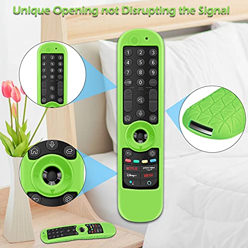 EVAHOM Remote Case for LG AN-MR21GA / AN-MR21GC, LG Magic Remote 2021 Cover with Anti-Shock Anti-Slip, Protective Silicone Sleeve Green Glow in Dark