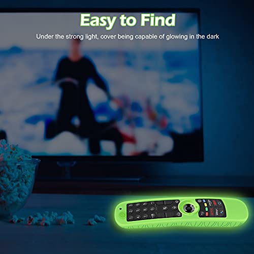 EVAHOM Remote Case for LG AN-MR21GA / AN-MR21GC, LG Magic Remote 2021 Cover with Anti-Shock Anti-Slip, Protective Silicone Sleeve Green Glow in Dark