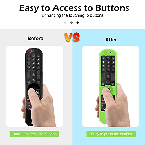 EVAHOM Remote Case for LG AN-MR21GA / AN-MR21GC, LG Magic Remote 2021 Cover with Anti-Shock Anti-Slip, Protective Silicone Sleeve Green Glow in Dark