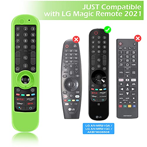 EVAHOM Remote Case for LG AN-MR21GA / AN-MR21GC, LG Magic Remote 2021 Cover with Anti-Shock Anti-Slip, Protective Silicone Sleeve Green Glow in Dark