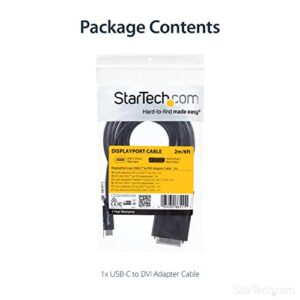 StarTech.com USB-C to DVI Cable - 6 ft / 2m - 1080p - 1920x1200 - USB-C DVI Monitor Cable - USB C Cable - Computer Monitor Cable (CDP2DVIMM2MB)