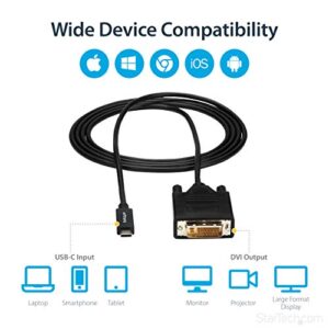 StarTech.com USB-C to DVI Cable - 6 ft / 2m - 1080p - 1920x1200 - USB-C DVI Monitor Cable - USB C Cable - Computer Monitor Cable (CDP2DVIMM2MB)