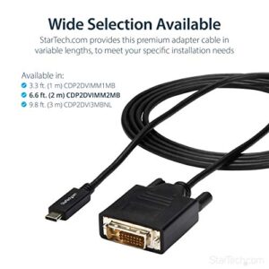 StarTech.com USB-C to DVI Cable - 6 ft / 2m - 1080p - 1920x1200 - USB-C DVI Monitor Cable - USB C Cable - Computer Monitor Cable (CDP2DVIMM2MB)