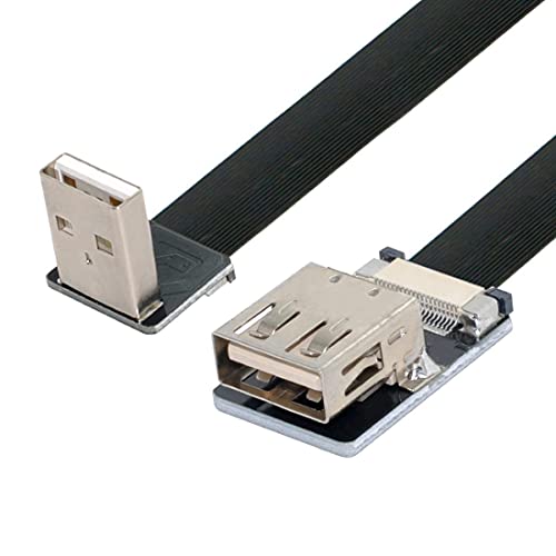 ChenYang CY Down Angled Flat Slim FPC USB 2.0 Type-A Male to Female Extension Data Cable for FPV & Disk & Scanner & Printer 20CM