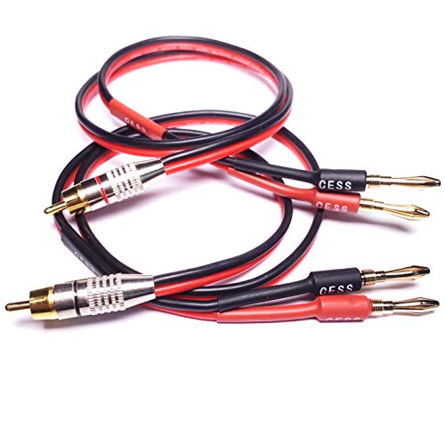 CESS-024-3f Banana Plug to RCA Cable, Phono Banana Speaker Cable, 2 Channels (14AWG 3 Feet)