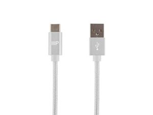 monoprice usb 2.0 type-c to type-a charge and sync nylon-braid cable – 1.5 feet – white, fast charging, up to 3 amps/60 watts – palette series