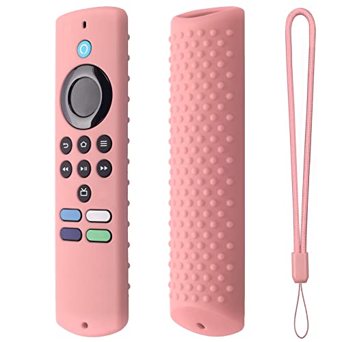 Silicone Case for Fir TV Stick Lite(2nd gen) Remote Control, Anti- Slid Shockproof Bright Color Silicone Cover with Lanyard(Pink)