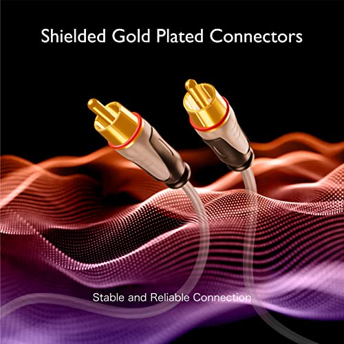 TNP Digital Audio RCA Composite Video Coaxial Cable (35 Feet) Gold Plated Dual Shielded RCA to RCA Male Connectors AV Wire Cord Plug for S/PDIF Home Theater, HDTV & Hi-Fi Systems (Black)